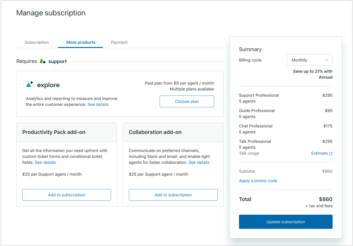 Buying Zendesk products and add-ons – Zendesk help